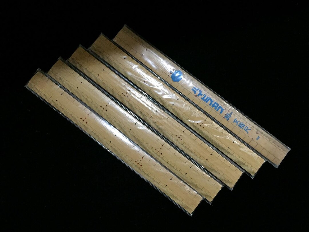 C0897 Japanese Bamboo Ruler MONOSASHI JOGI Set Vintage 5pc Simple ...