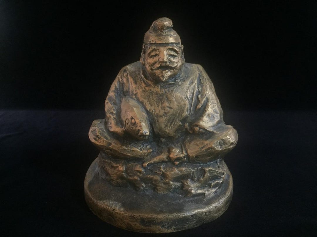 X1423 Japanese DAIKOKU God Statue Vintage Okimono Signed SEIBO KITAMURA ...