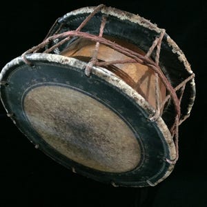E1422 Japanese Drum & Wooden Stick Set TAIKO Vintage Musical Instrument ...