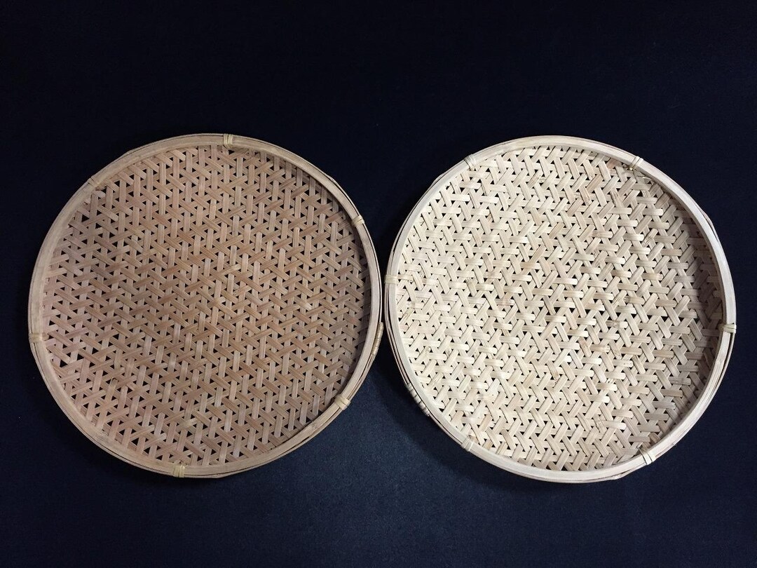 Y1799 Japanese Bamboo Braiding Basket TAKEZARU Set 2pc Vintage Kitchen ...