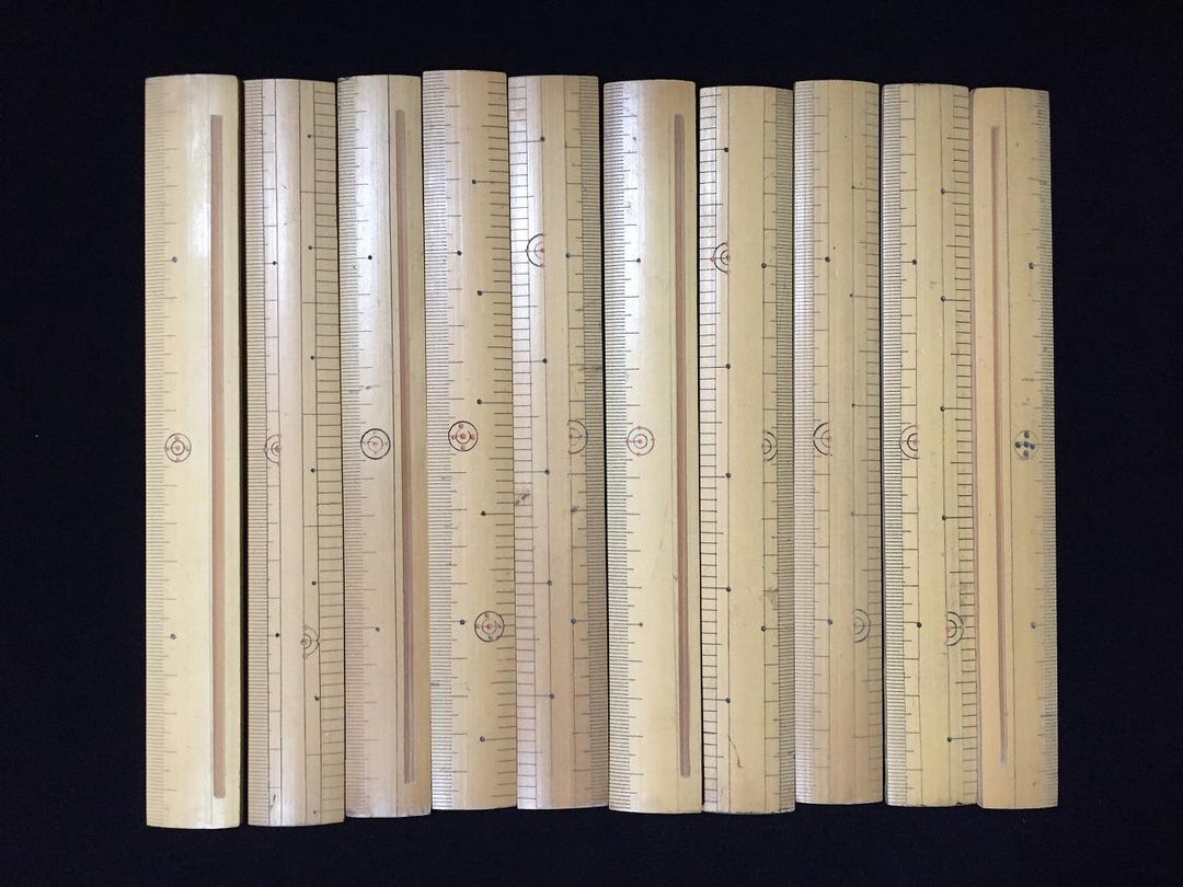 A1435 Japanese Bamboo Ruler Set 10pc Vintage JOGI MONOSASHI Scale 20cm ...