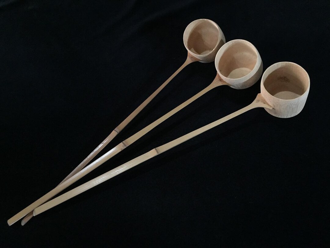 E0062 Japanese Bamboo Ladle HISHAKU Set 3pc Vintage Tea Ceremony Tool ...