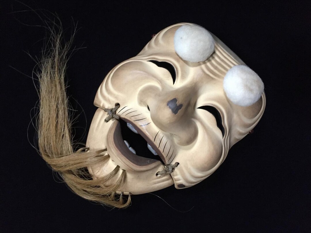 N1326 Japanese Pottery Noh Mask NOHMEN Vintage Old Man OKINA Wall ...