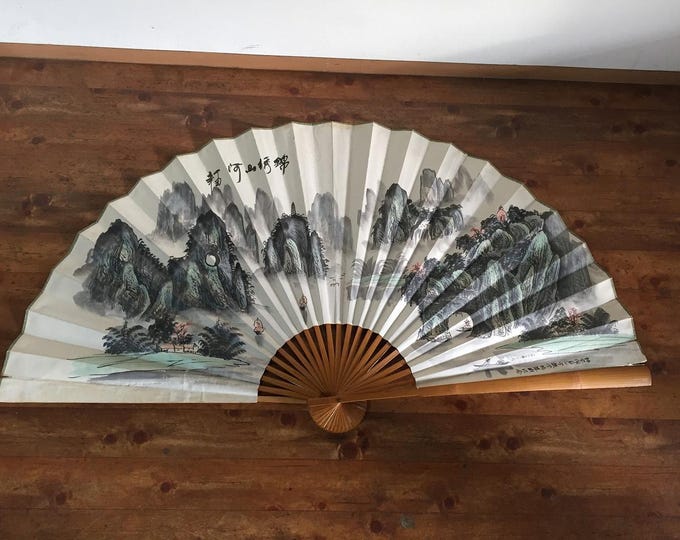 L1820 Japanese Big Folding Hand Fan SENSU Vintage Interior Decoration ...