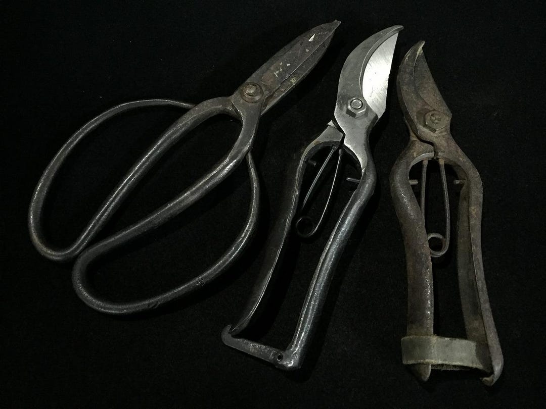 E0737 Japanese Pruning Scissors Set 3pc Vintage Blade Handle BONSAI ...