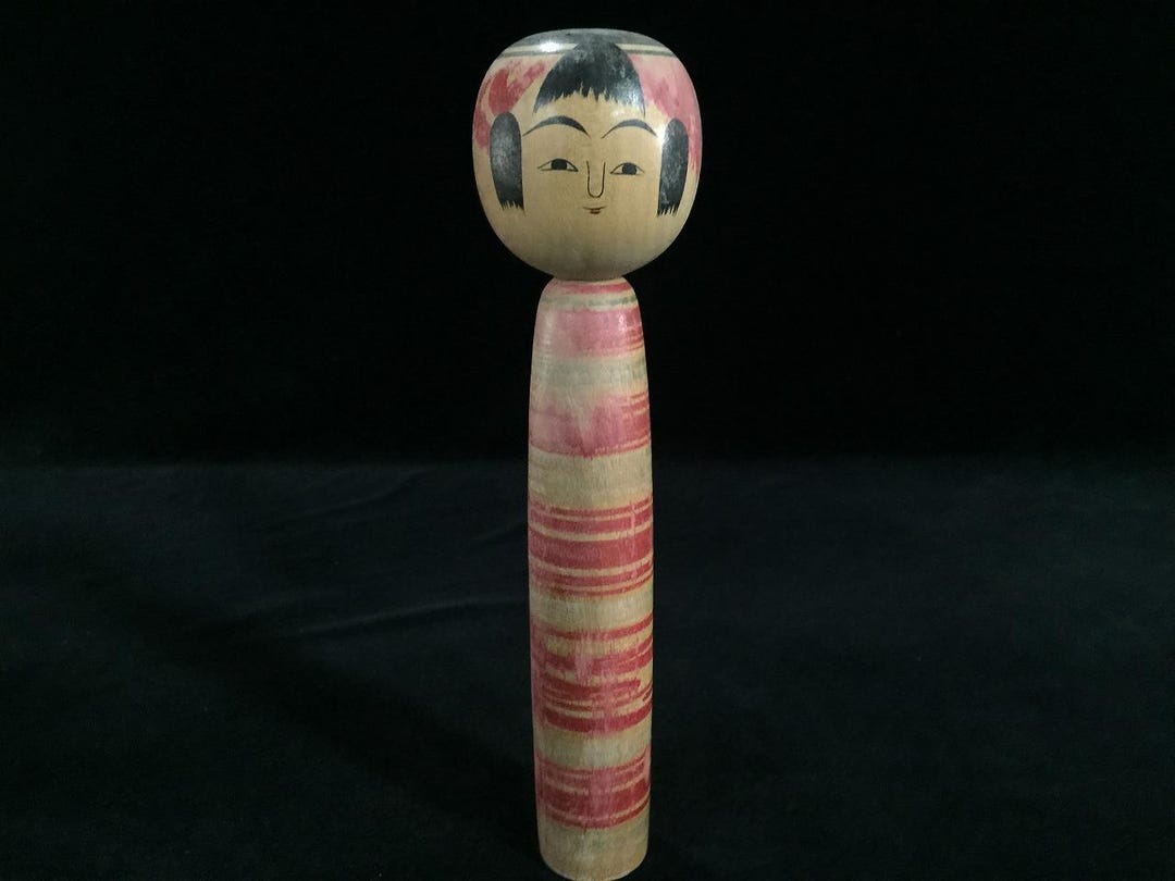 E0261 Japanese Wooden Traditional Doll KOKESHI 24cm Vintage OKIMONO ...