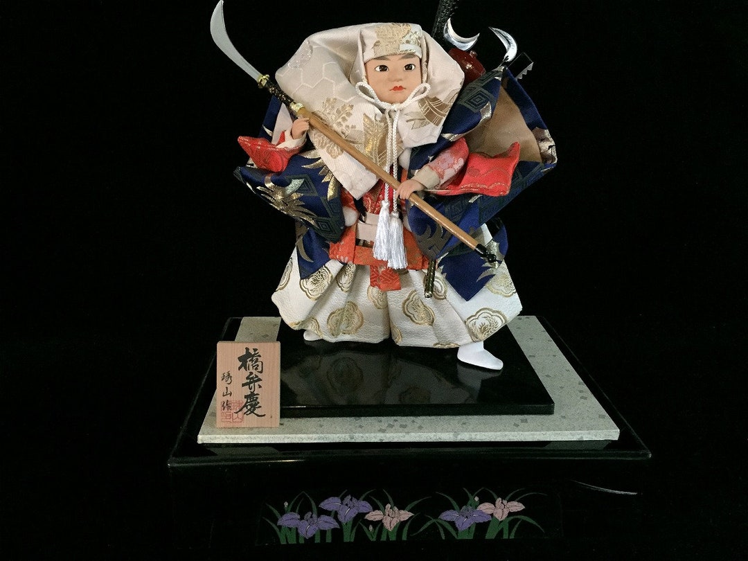 X0317 Japanese BENKEI Statue Doll Okimono Vintage Signboard Stand ...
