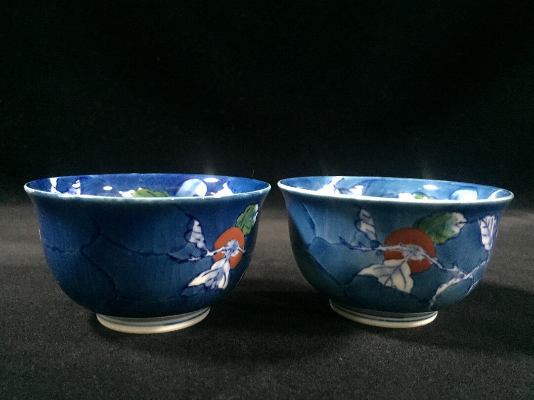 Z0947 Japanese Porcelain Tea Cup YUNOMI Set 2pc Vintage SENCHA Signed ...