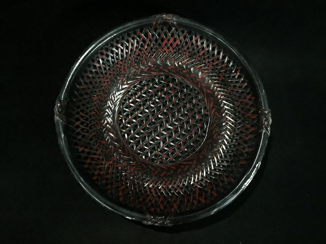 E0215 Japanese Bamboo Braided Snack Bowl KASHIKI Vintage Simple SENCHA ...