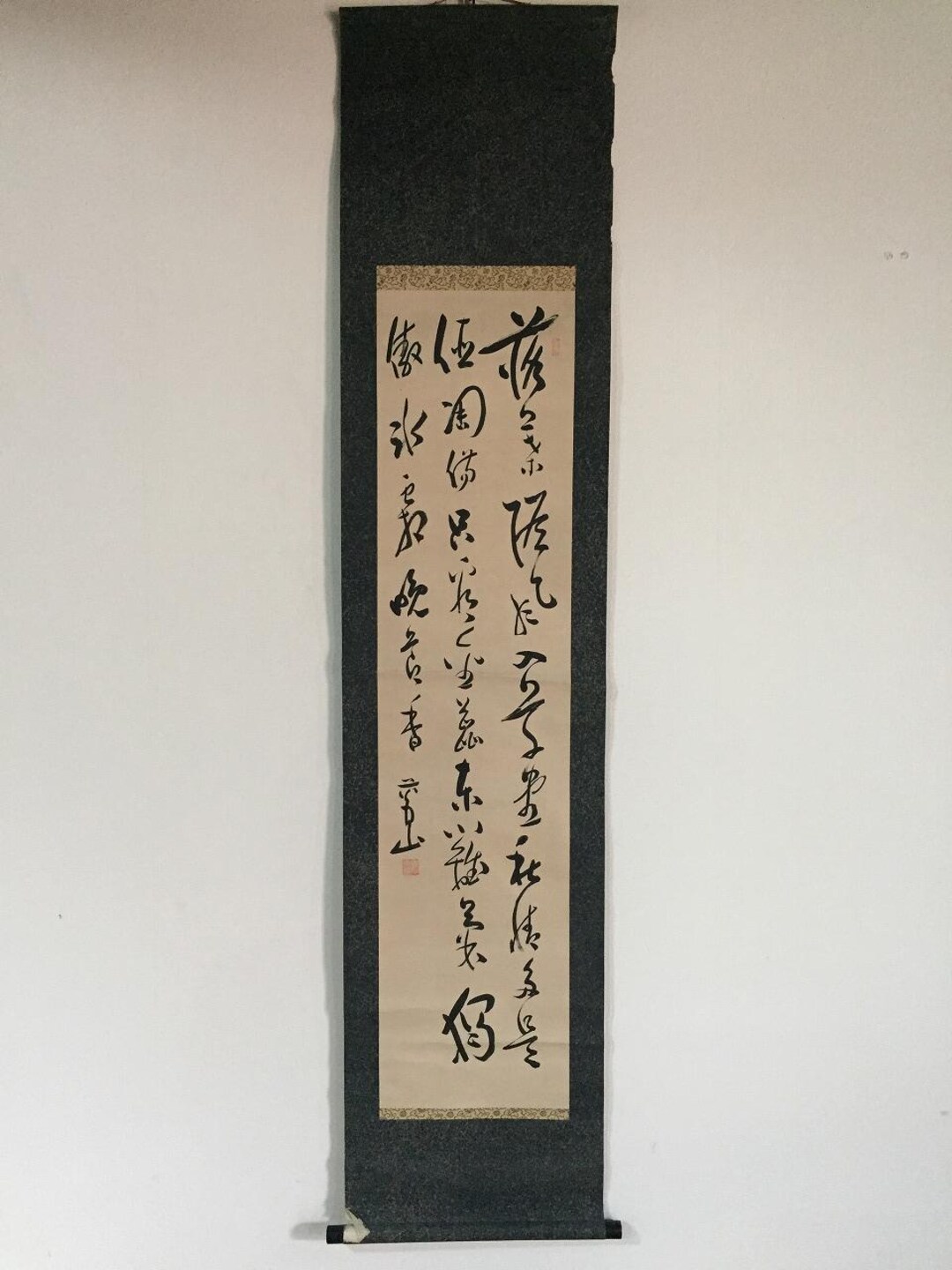 M0582 Japanese Vintage Hanging Scroll KAKEJIKU Hand Paint Paper ...