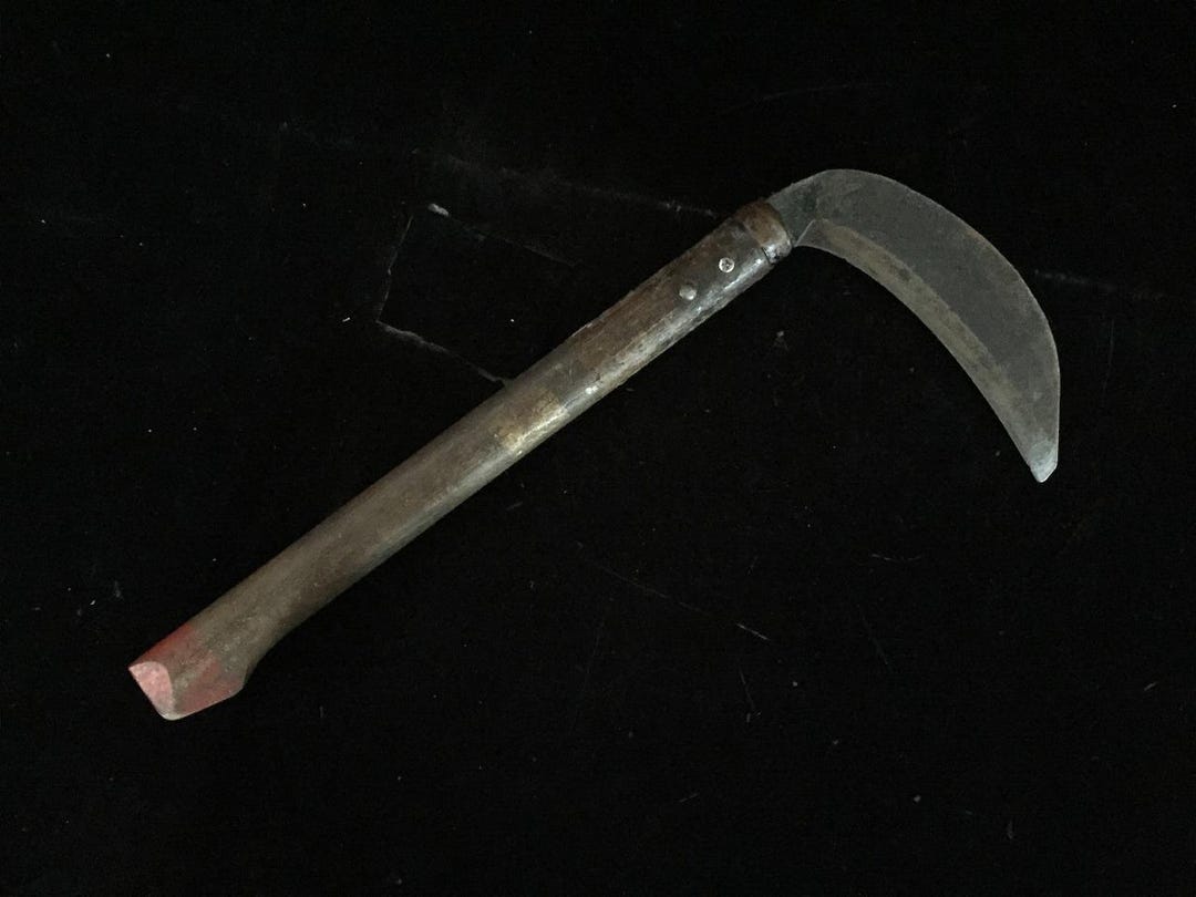 F1467 Japanese Sickle KAMA Vintage Signed Wooden Handle Blade Farmer ...