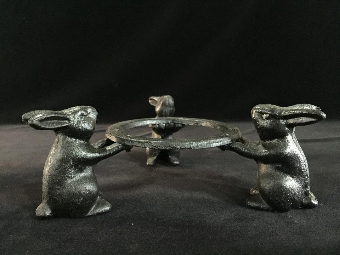 E1807 Japanese Metal Hot Pot Stand GOTOKU Vintage Tea Ceremony Tool ...