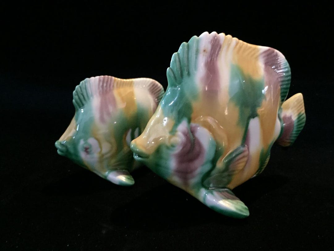 Z1006 Japanese Porcelain Fish Statue Doll Okimono Set Vintage 2pc ...