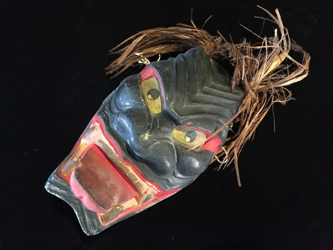 N0669 Japanese Pottery Mask Vintage Demon ONI Face Wall - Etsy