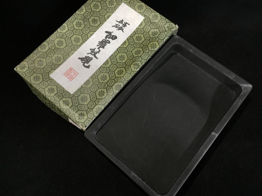 J1613 Japanese Ink Stone SUZURI Vintage Calligraphy Tool Black SHODO ...