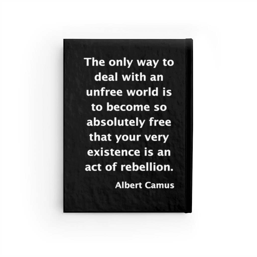Albert Camus Unfree World Quote Journal Ruled Line, White Text - Etsy