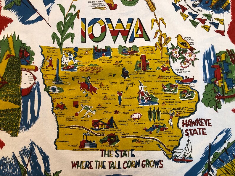 State of Iowa Retro Style Pillow Cover - Etsy