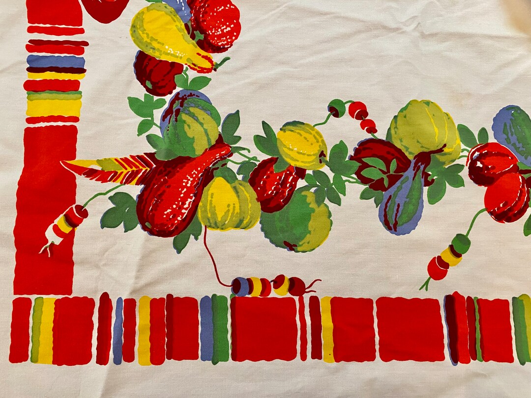 Vintage Wilendur Pottery & Gourds "fiesta" Tablecloth - Etsy