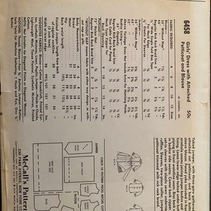 Mccall's 6458 Vintage Sewing Pattern Girls Jumper With Petticoat and ...