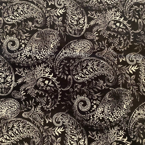 Black Paisley Fabric - Etsy