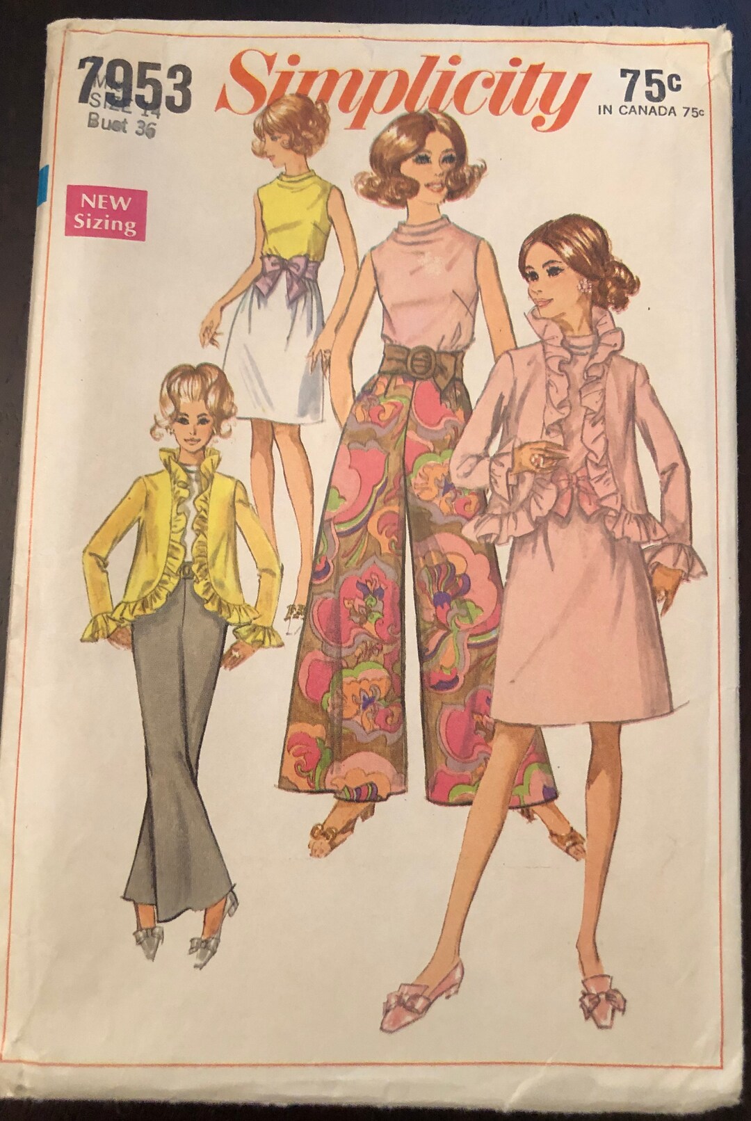 Bell Bottoms Pattern Vintage 1968 Simplicity Pattern 7953- Size 14 - Etsy