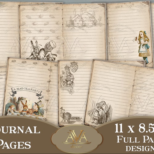 Alice in Wonderland Digital Pocket Journal Printablepaper | Etsy