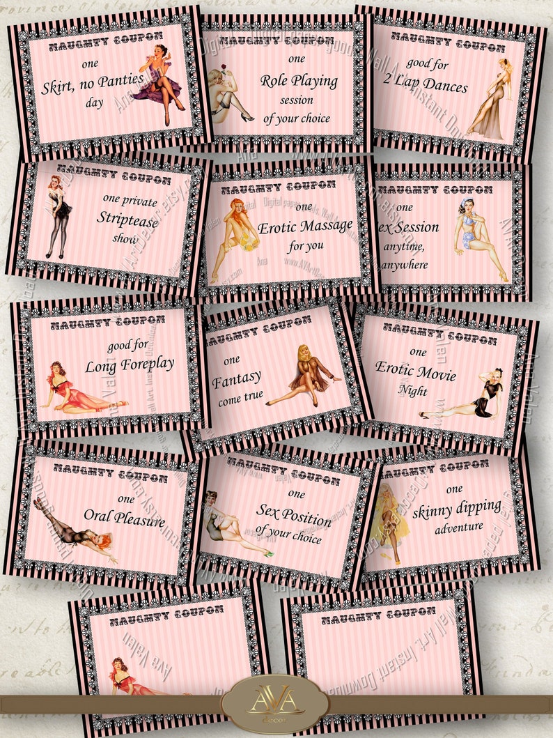 12 Naughty Coupons Printable Erotic Coupons T Box For Him Etsy