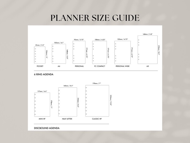 Printable Planner Dashboard, A5, A6, Pocket, Half Letter, HP Classic ...
