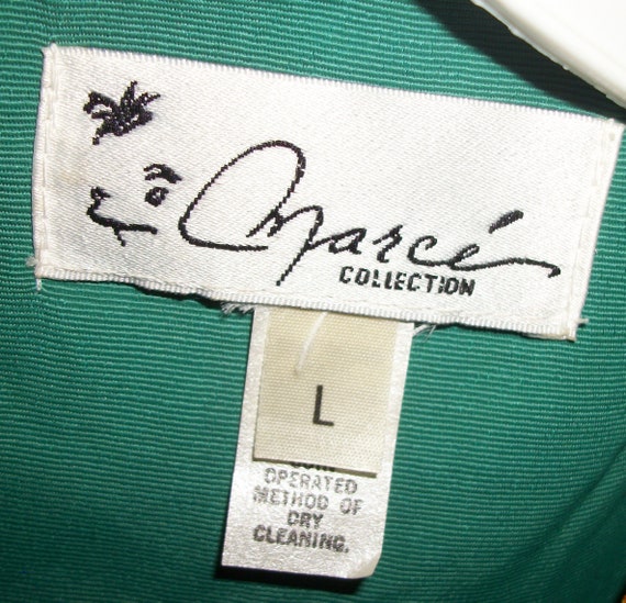 80's Cmarce Collection Green Floral Appliqued Bedazzl… - Gem
