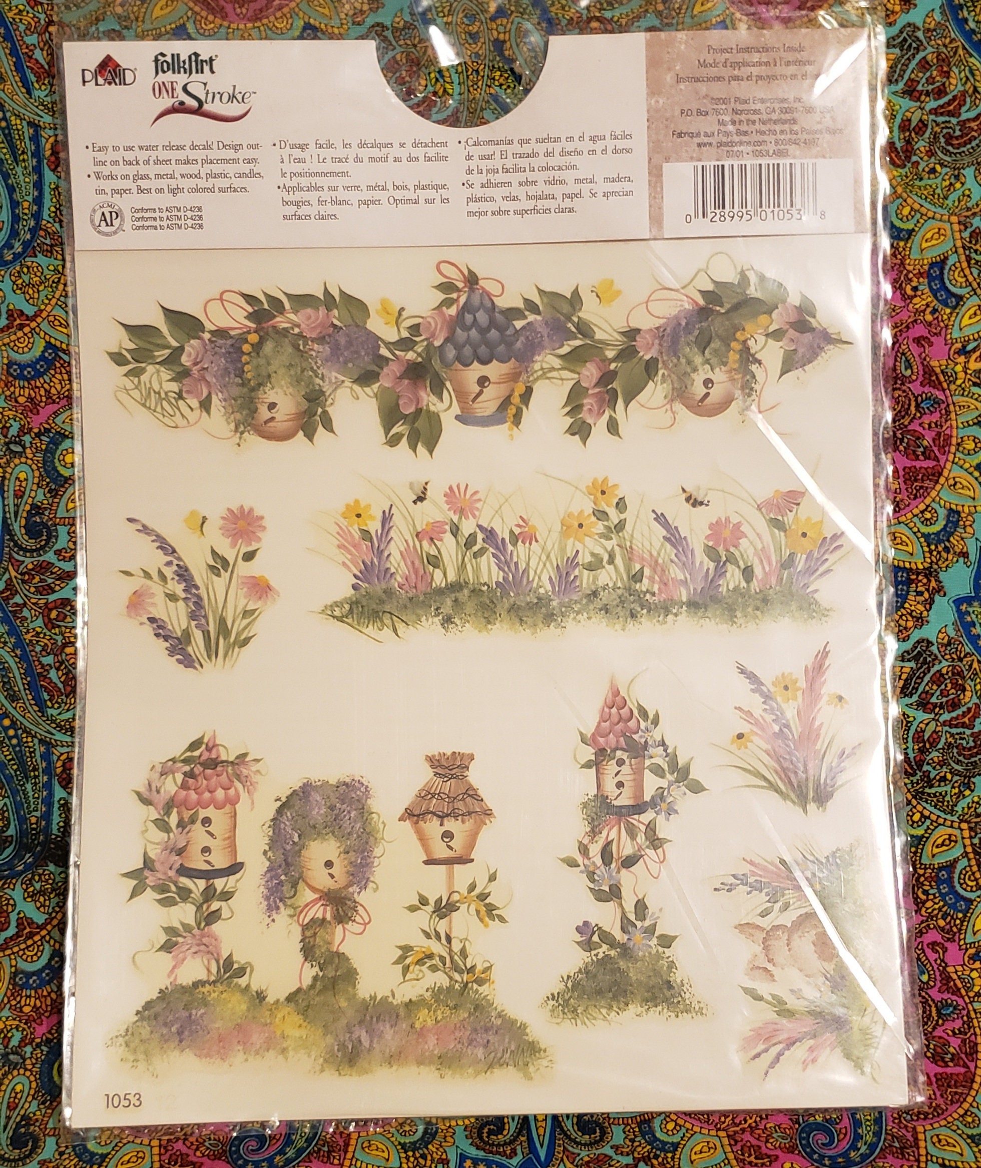 NOS Plaid Folk Art One Stroke Decals Hand Painted Look - Sealed ~ U ...