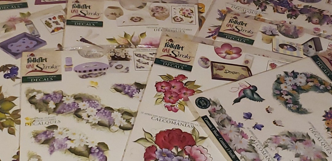 NOS Plaid Folk Art One Stroke Decals Hand Painted Look - Sealed ~ U ...