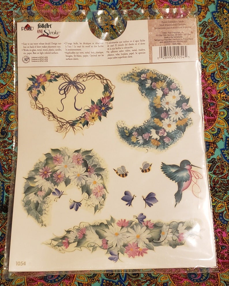 NOS Plaid Folk Art One Stroke Decals Hand Painted Look Sealed U Pick ...