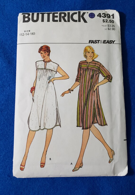 Vintage Butterick 1980's 4391 Misses Loose Fitting Dress - Etsy