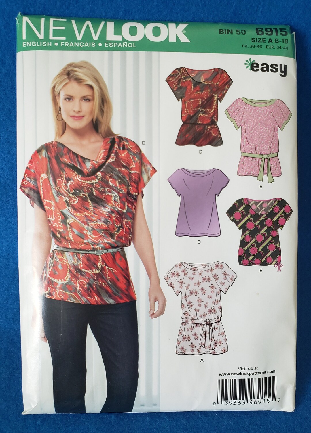 Vintage New Look 6915 Tunic Top Sewing Pattern Size A 8-18 - Etsy