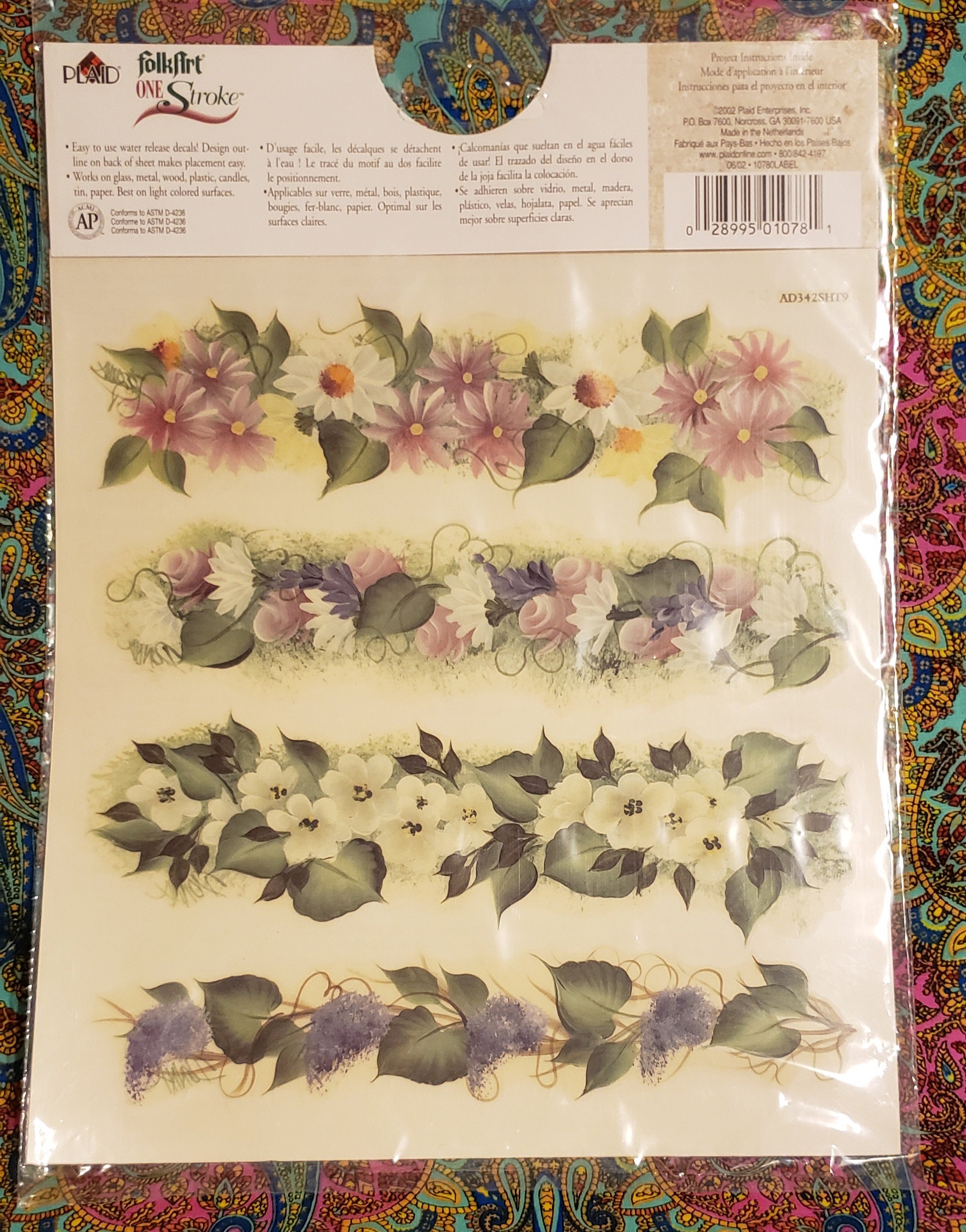 NOS Plaid Folk Art One Stroke Decals Hand Painted Look - Sealed ~ U ...