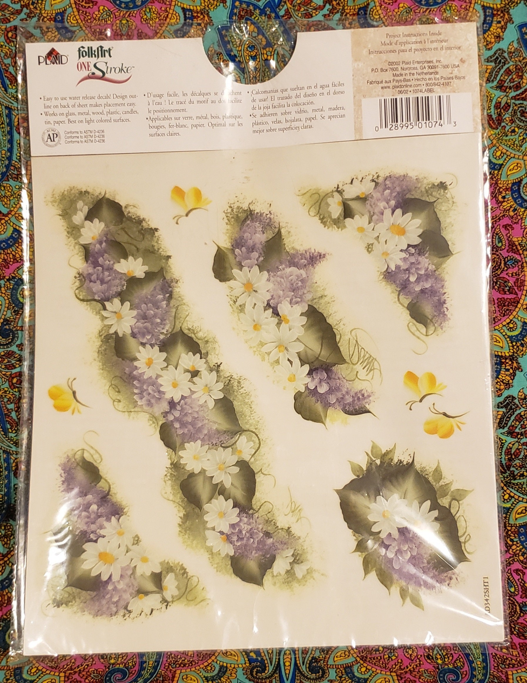 NOS Plaid Folk Art One Stroke Decals Hand Painted Look - Sealed ~ U ...