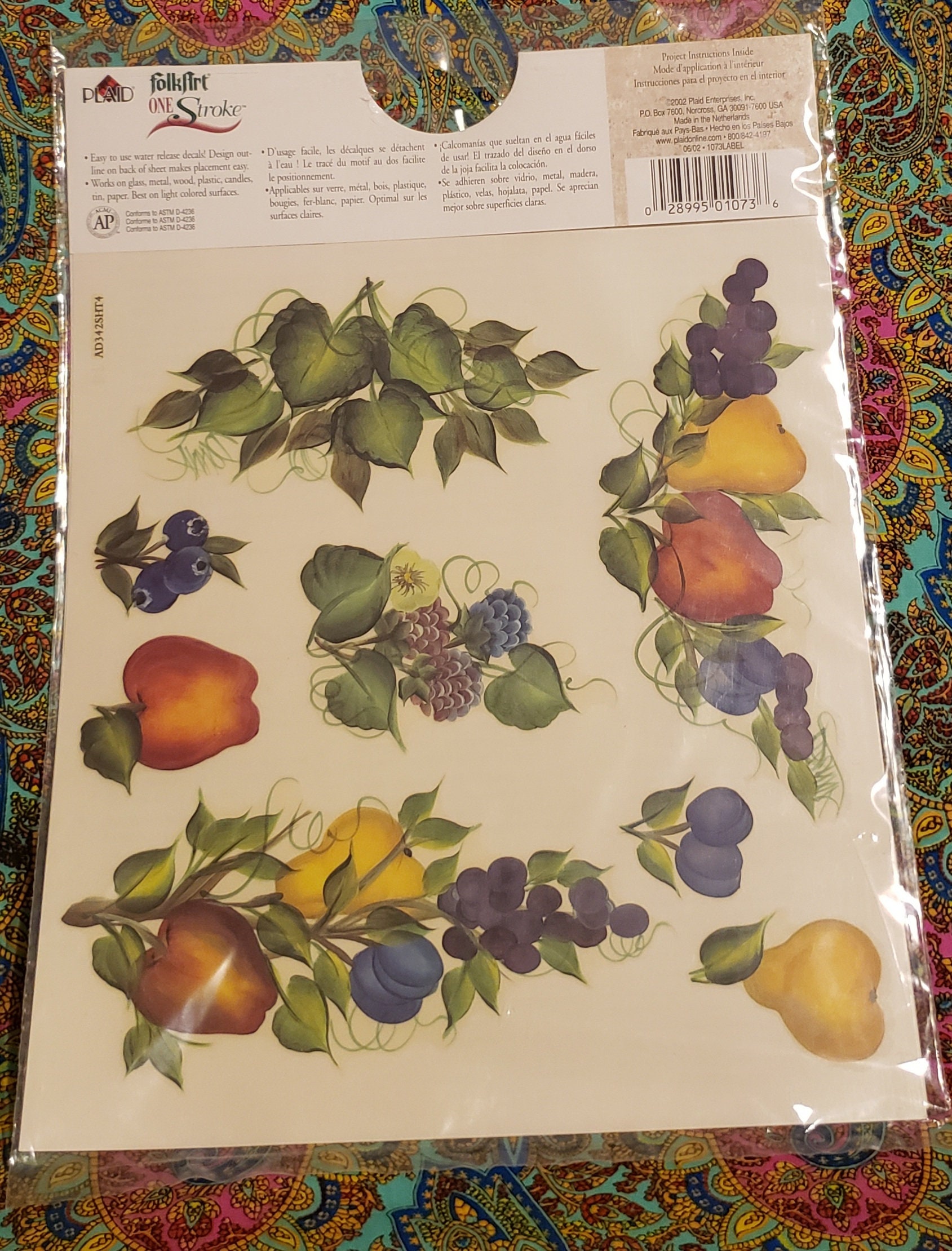 NOS Plaid Folk Art One Stroke Decals Hand Painted Look - Sealed ~ U ...