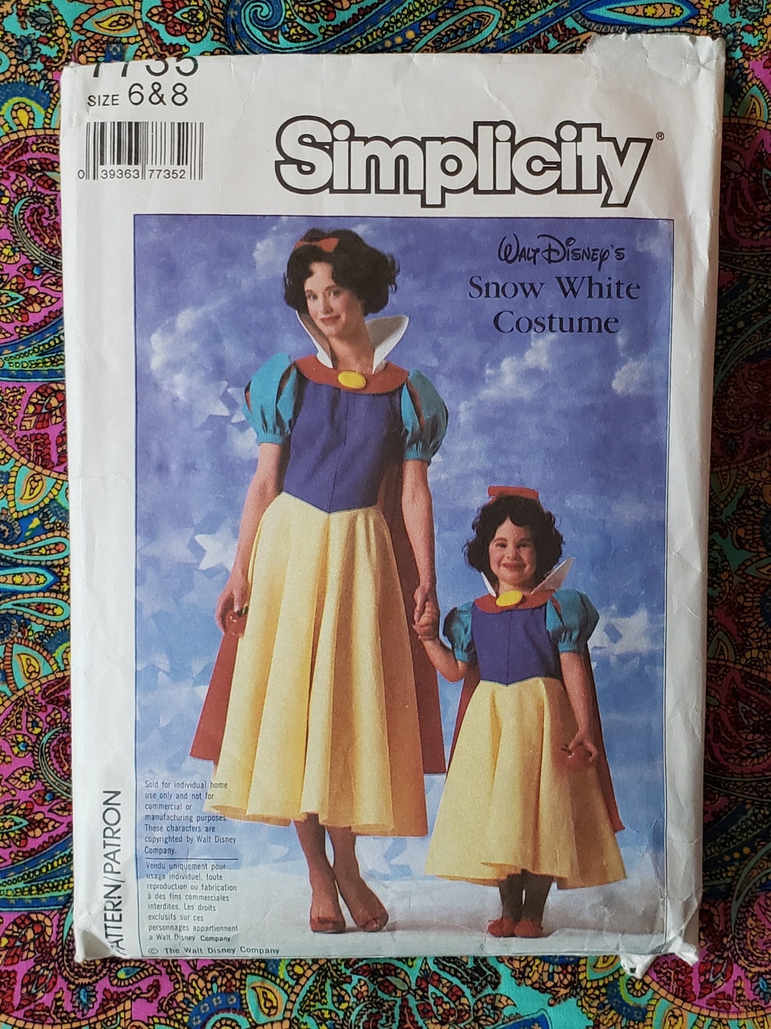 Vintage 1986 Snow White Costume Pattern, Simplicity # 7735, Girls ...