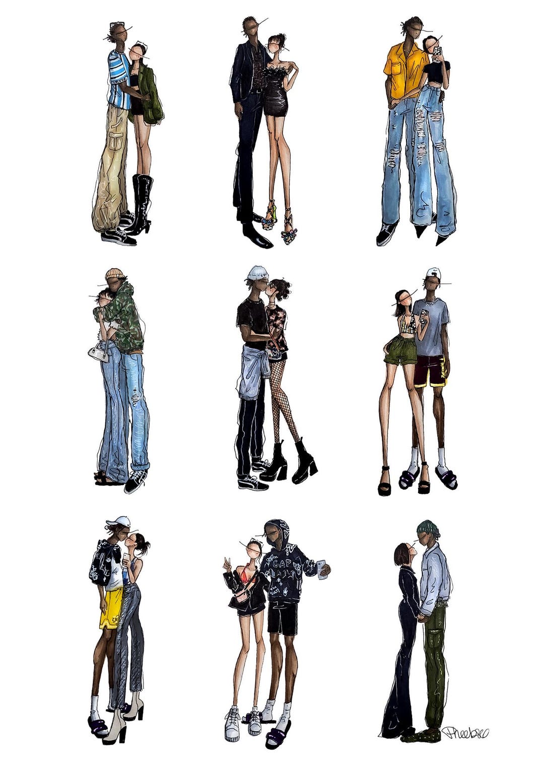 Custom, Customized, Personalized Fashion Illustrations - Set of 9 - Etsy