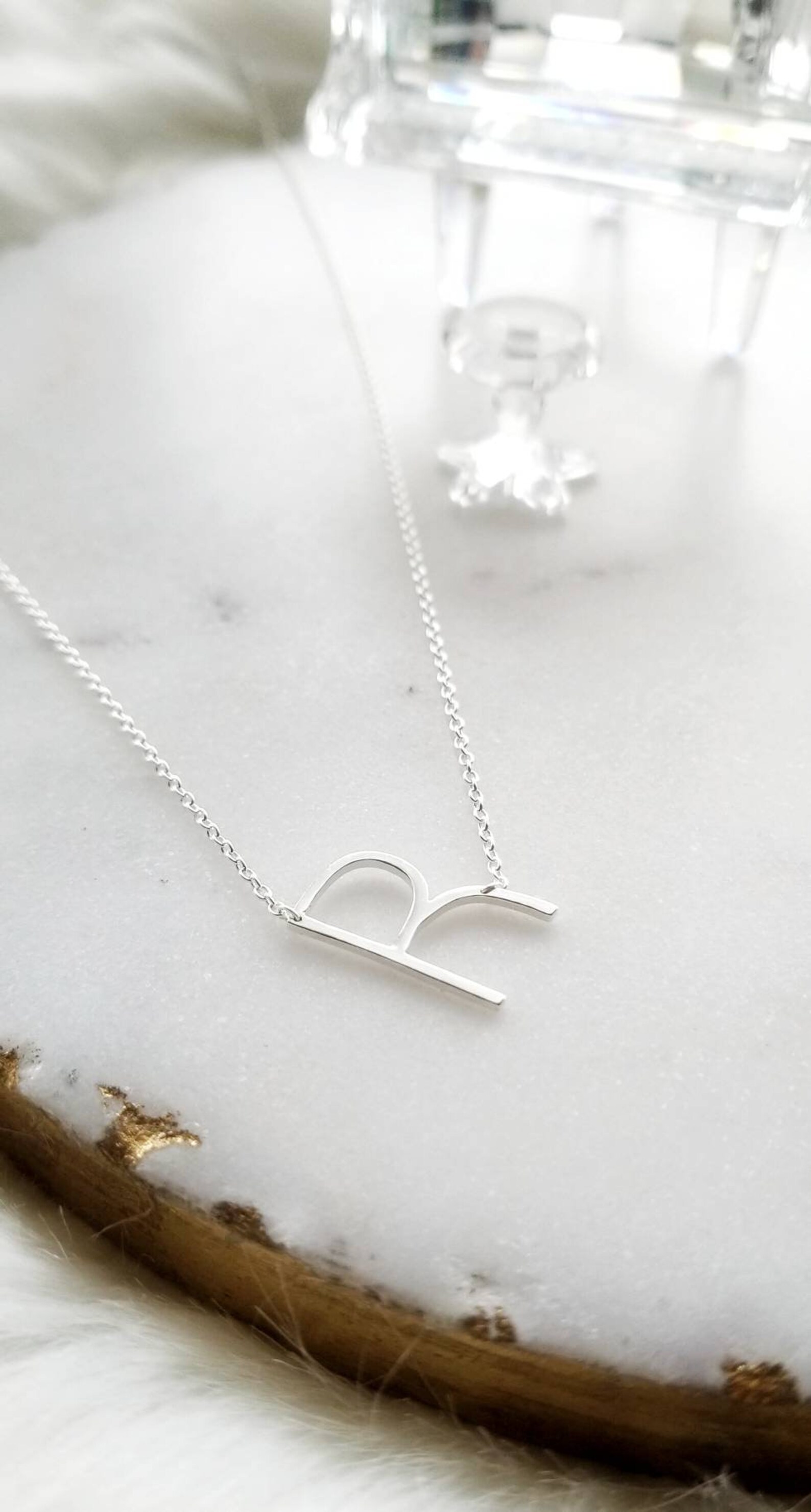 Sideways Initial Necklace Gold R Sideways Letter Necklace - Etsy