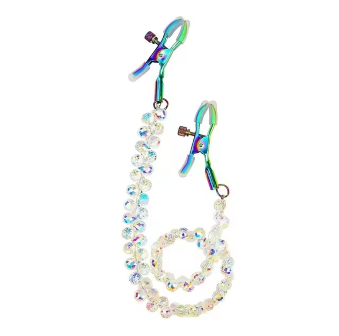 Iridescent Rainbow Crystal Beaded Nipple Clamps - Etsy