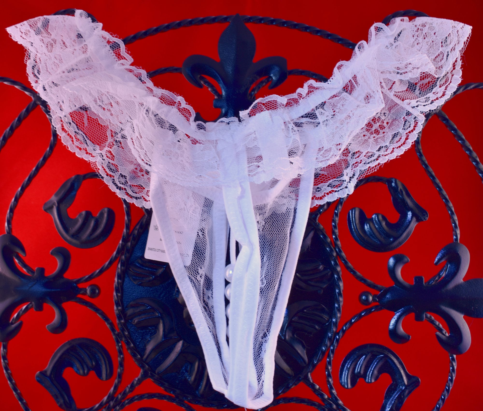 Crotchless Lace & Pearl Thong Panties - Etsy