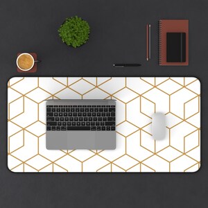 Geometric Desk Mat, Abstract Cubes Desk Mat, Aesthetic Big Mousepad ...