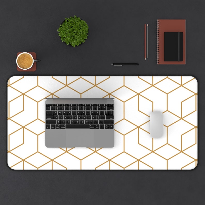Geometric Desk Mat Abstract Cubes Desk Mat Aesthetic Big - Etsy