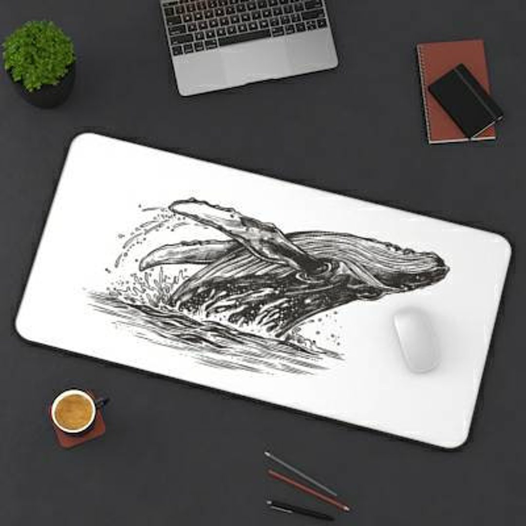 Jumping Whale Fins Desk Mat, Large Mouse Pad, Full Desk XXL Extended ...