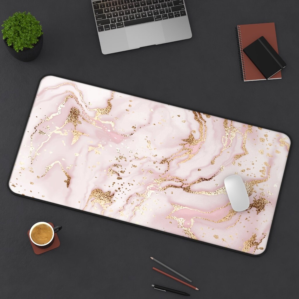 Cute Pink Gold Marble Desk Mat Large Mouse Pad Full Desk XXL - Etsy