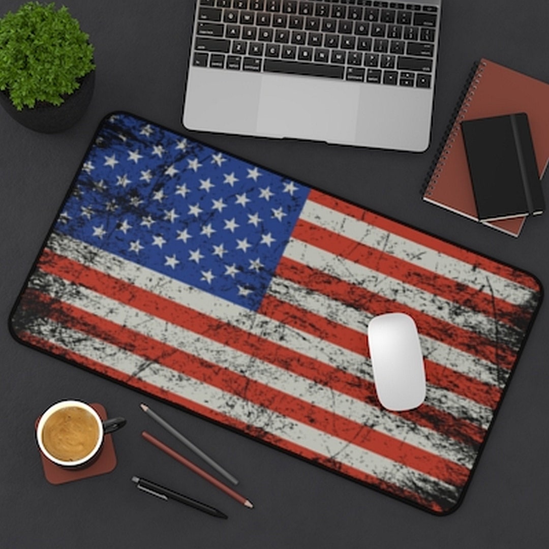 Grunge American Flag Desk Mat, Extended Gaming Desk Mat, Keyboard ...