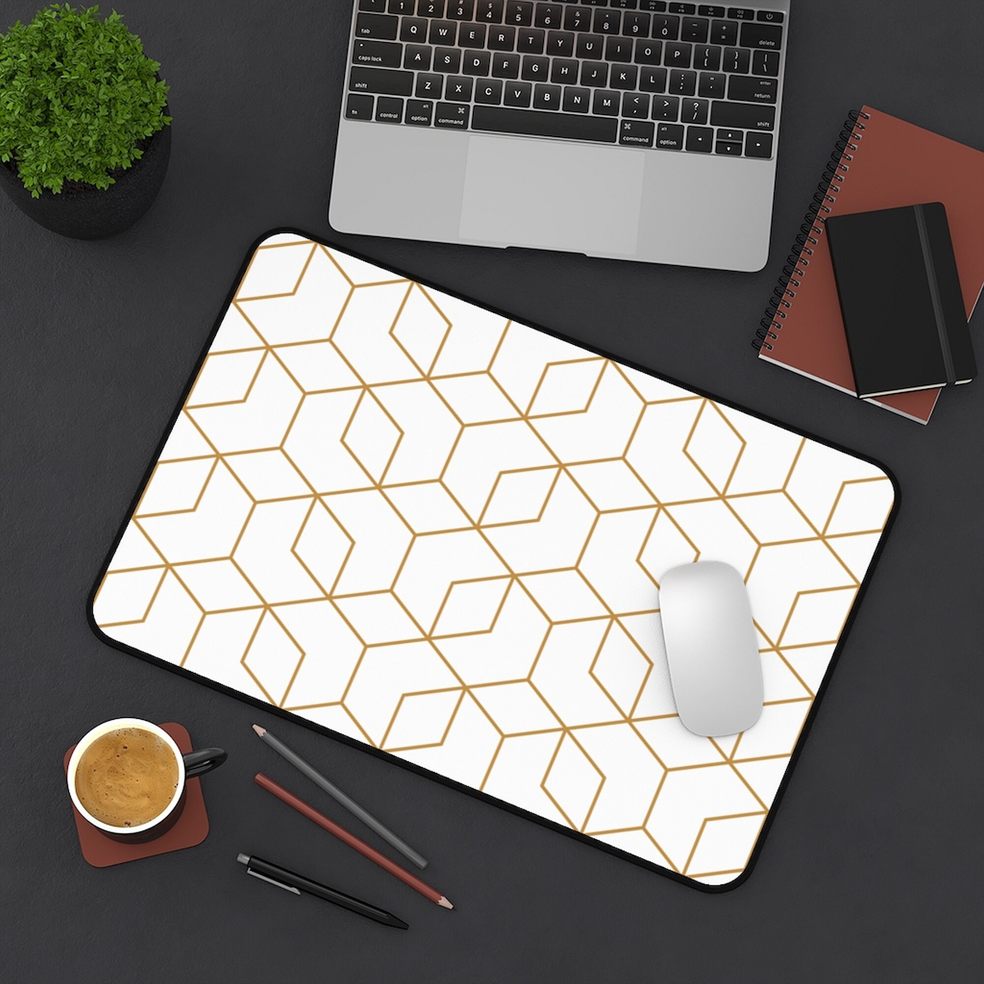 Geometric Desk Mat Abstract Cubes Desk Mat Aesthetic Big - Etsy