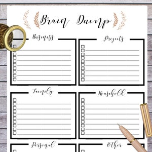 Brain Dump, Printable to Do List to Clear Your Mind, Daily to Do List ...