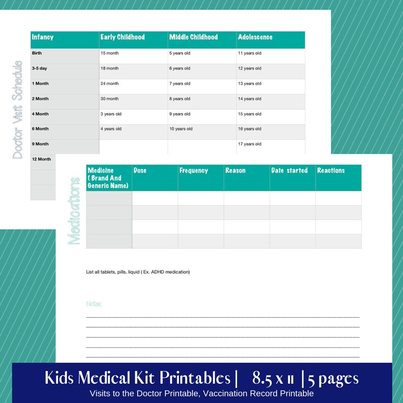 Kids Medical Kit Printable, Doctor Appointment Log, Printable ...